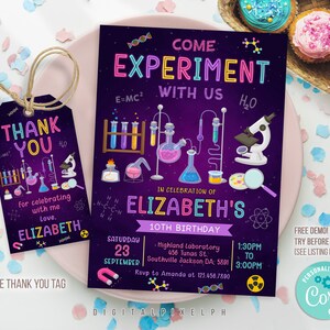 Editable Mad Science Experiment Birthday Invitation, Science Experiment ...
