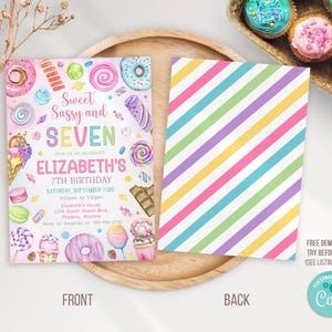 Editable Sweets Candy Invitation, Sweet Candy Birthday Invitation ...
