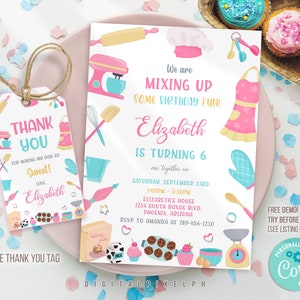 Editable Baking Birthday Party Invitation, Baking Party Invite, Cooking ...