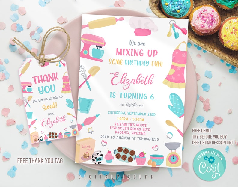 Editable Baking Birthday Party Invitation Baking Party - Etsy