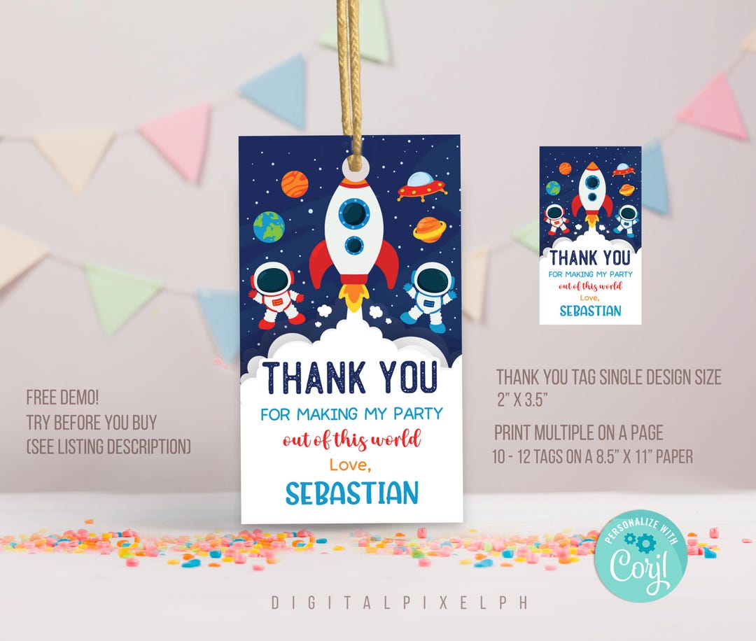 Editable Outer Space Thank You Tags, Outer Space Thank You Tags, Outer ...