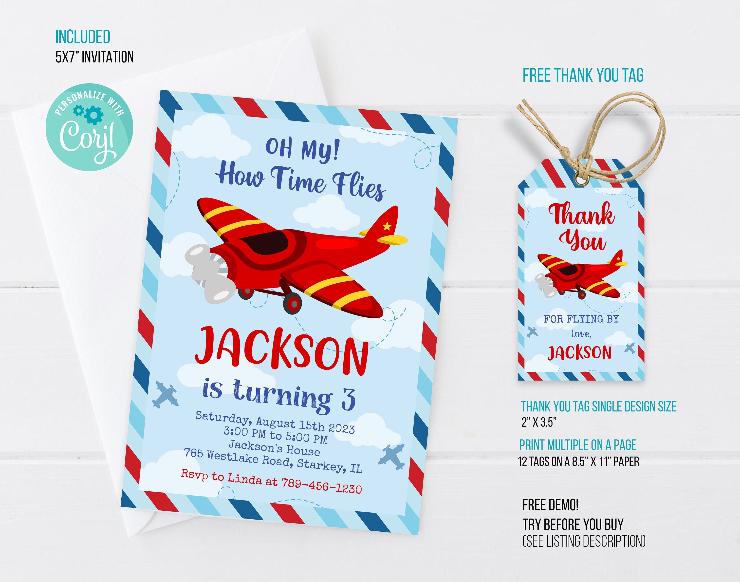 Airplane Birthday Invitation Template Airplane Invitation - Etsy Canada