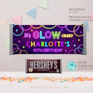 Editable Glow Party Birthday Invitation Bundle Template, Glow Party ...