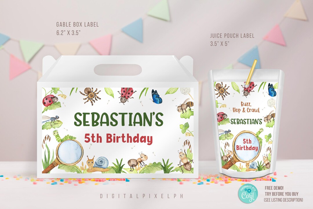 Editable Insect Capri Sun Labels, Insect Juice Labels, Insects Bugs ...