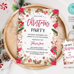 Editable Christmas Party Invitation, Christmas Party Invitation ...