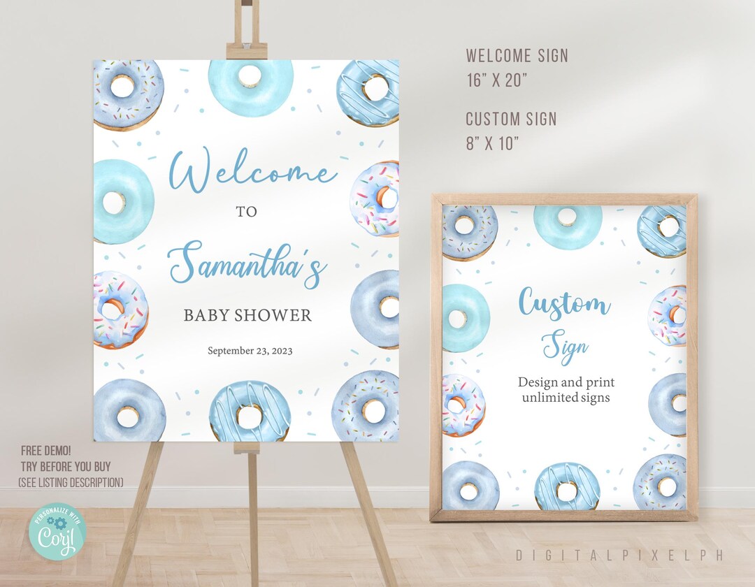 Editable Donut Baby Shower Welcome Sign Template, Donut Baby Shower ...