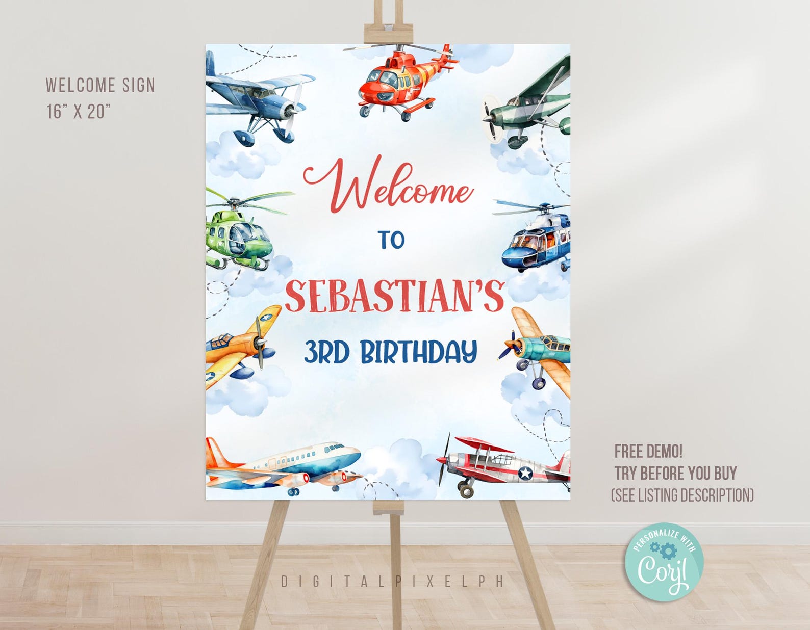 Editable Airplane Birthday Party Welcome Sign Template, Airplane ...