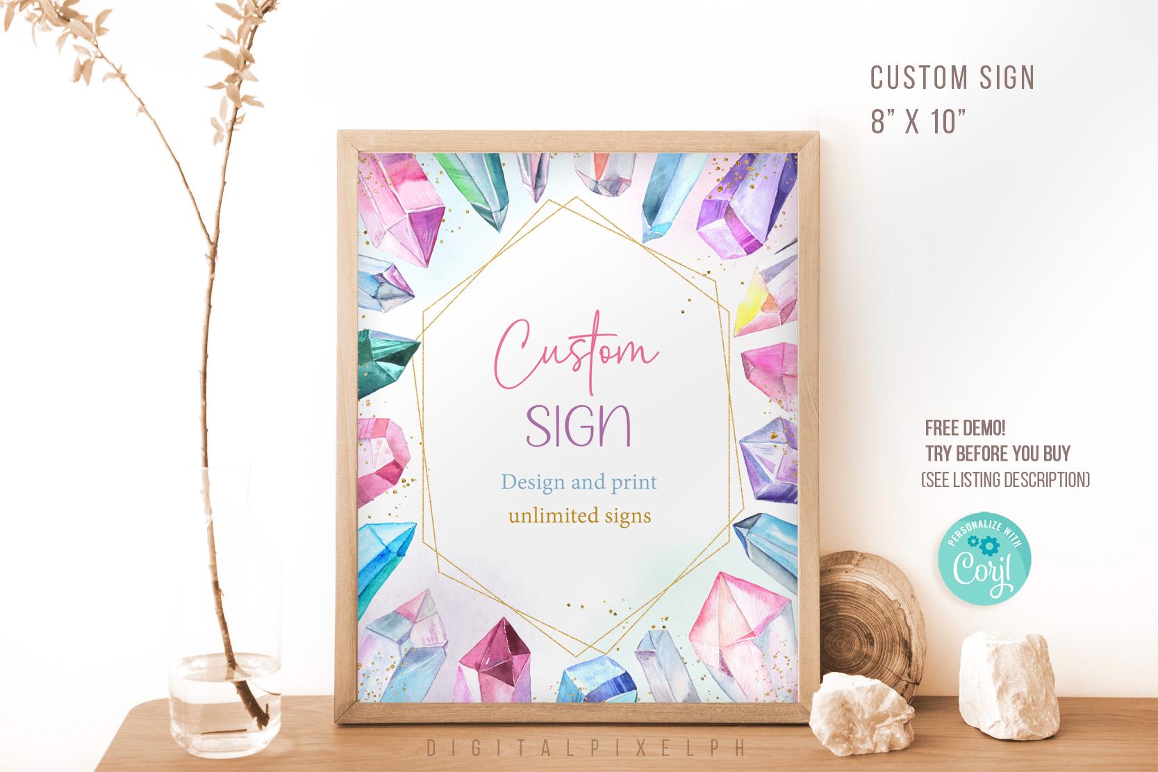 Editable Crystal Gemstone Welcome Sign Template, Crystal Gemstone ...