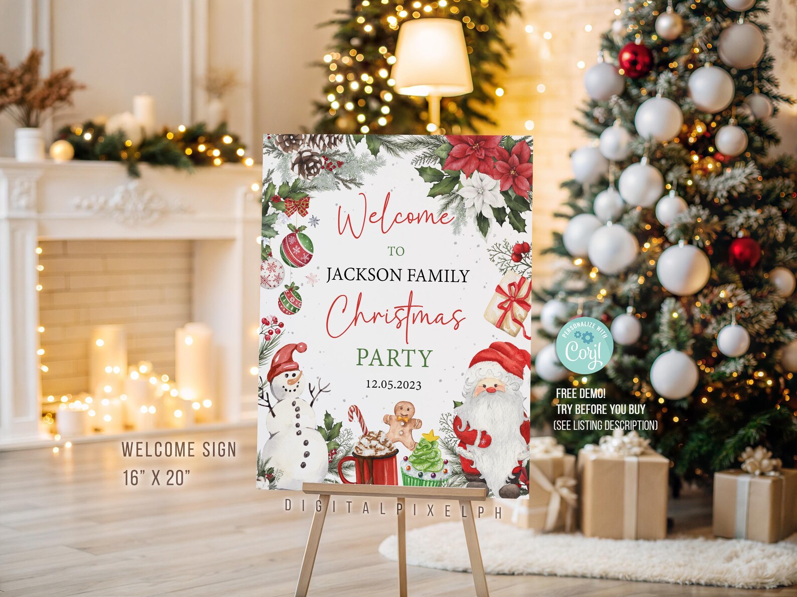 Editable Christmas Party Welcome Sign Template (digital Download) - Etsy