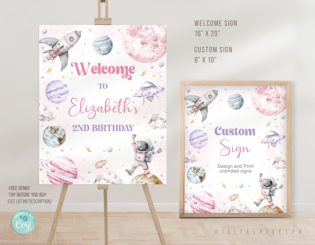 Editable Outer Space Welcome Sign Template, Outer Space Custom Sign ...