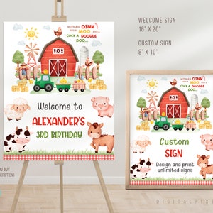 Editable Farm Birthday Welcome Sign Template, Farm Birthday Custom Sign ...