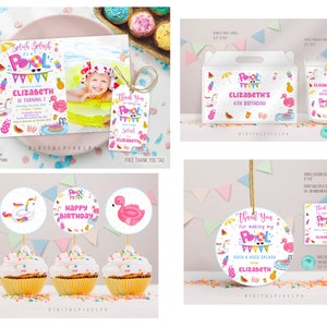 Editable Pool Party Birthday Invitation Bundle Template, Pool Party ...