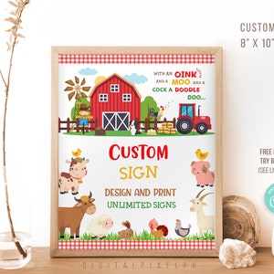 Editable Farm Birthday Welcome Sign Template, Farm Birthday Custom Sign ...