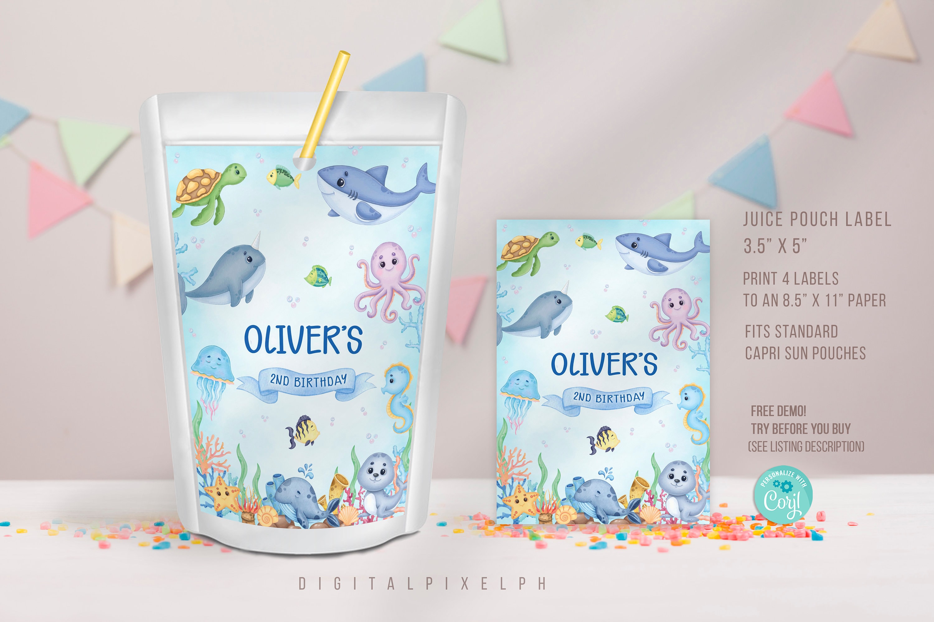 Editable Under the Sea Capri Sun Label Under the Sea Water - Etsy Australia
