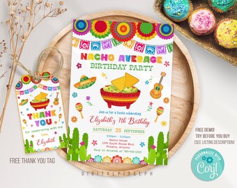 Nacho Average Birthday Invitation Digital Birthday Party Invitation ...