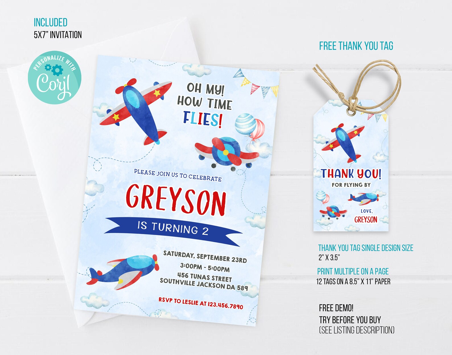 Airplane Birthday Invitation Template Airplane Invitation - Etsy