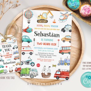 Transportation Birthday Invitation Template, Transportation Vehicle ...