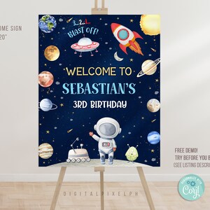 Editable Outer Space Welcome Sign Template, Outer Space Custom Sign ...