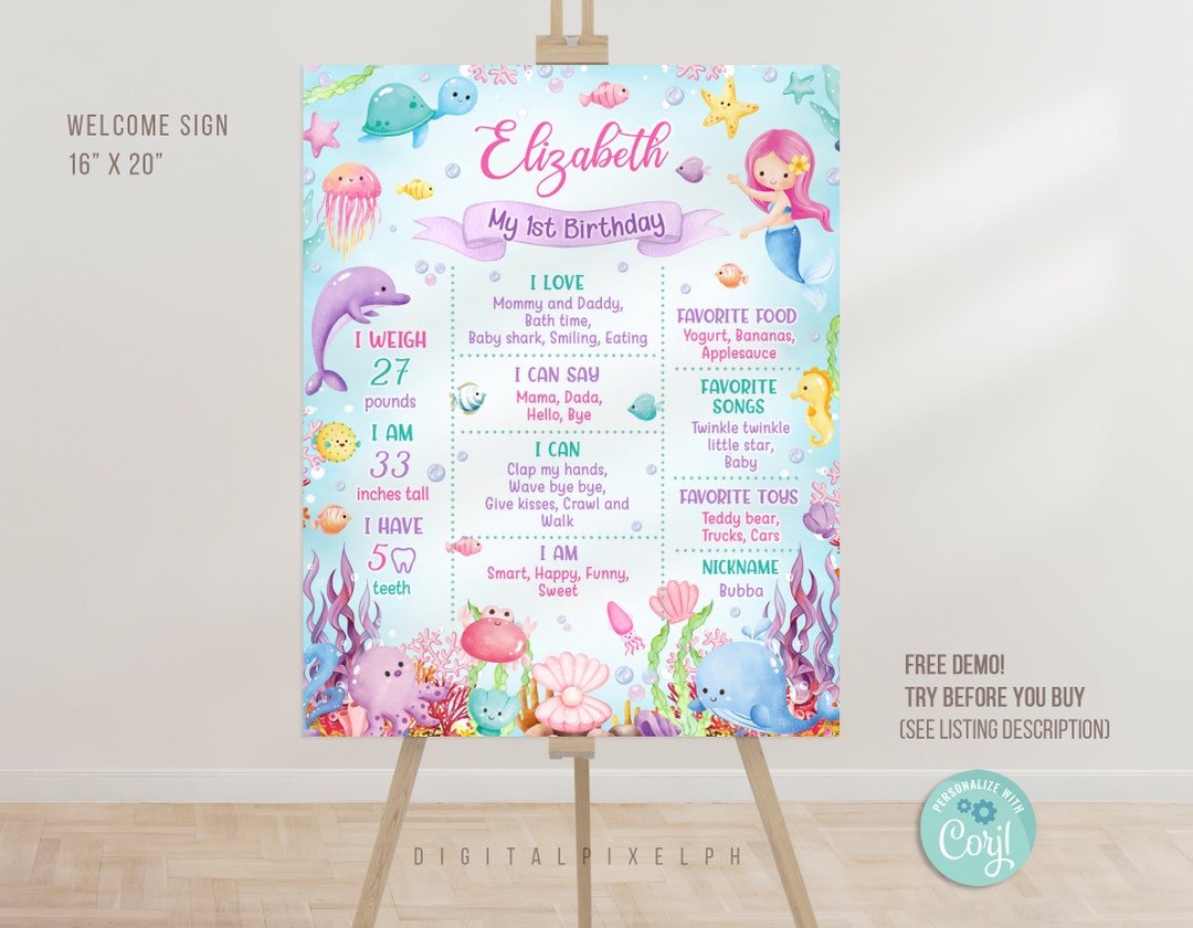Editable Under the Sea Birthday Milestone Poster, Under the Sea ...