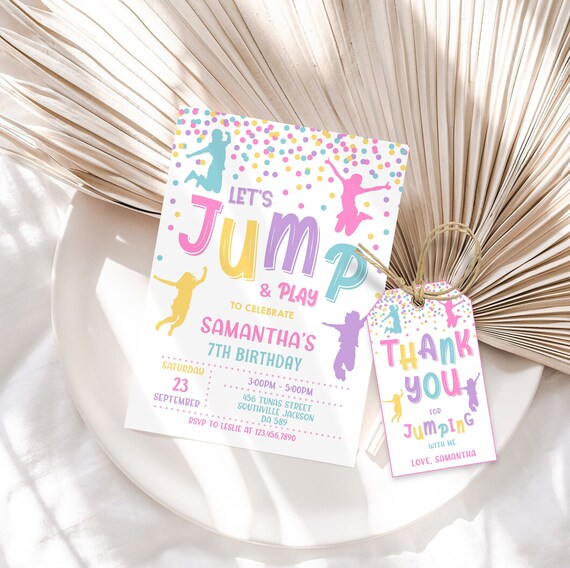 Jump Birthday Party Invitation Template Jump Birthday Party - Etsy