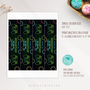 Editable Video Game Water Bottle Label, Video Game Label, Gamer Water ...