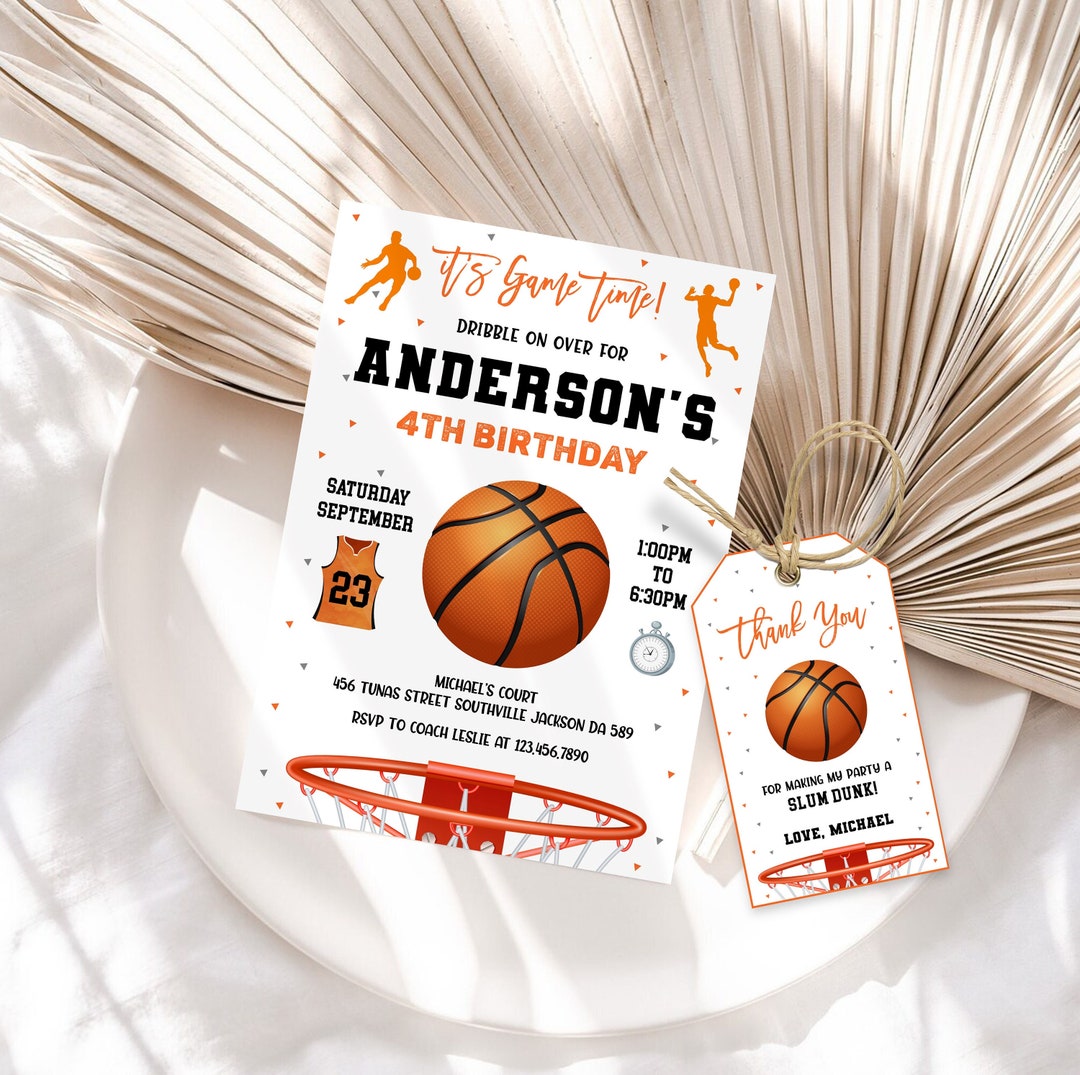 Basketball Birthday Invitation Template Printable, Basketball Birthday ...