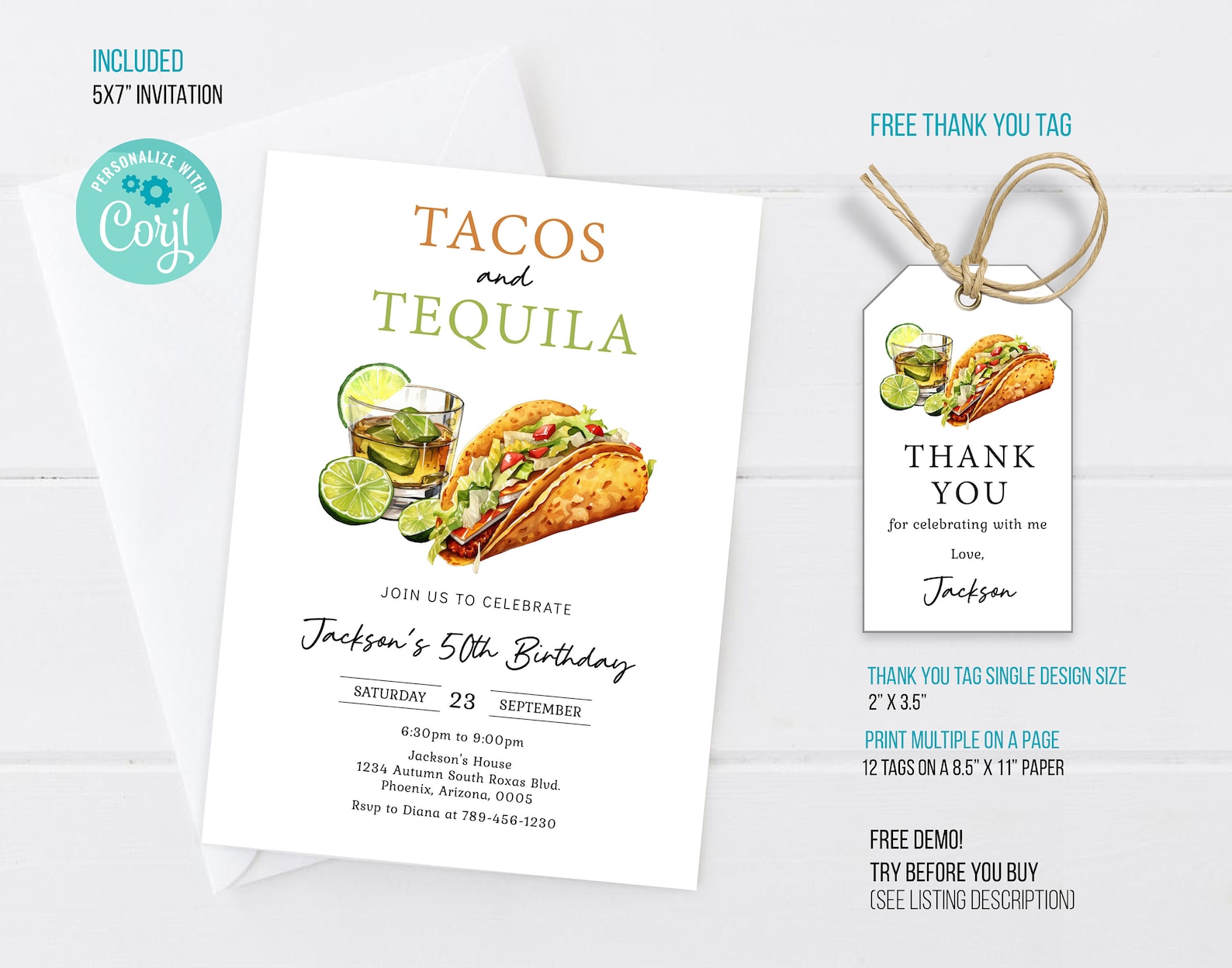 Tacos and Tequila Birthday Invitation, Fiesta Theme (digital Download ...
