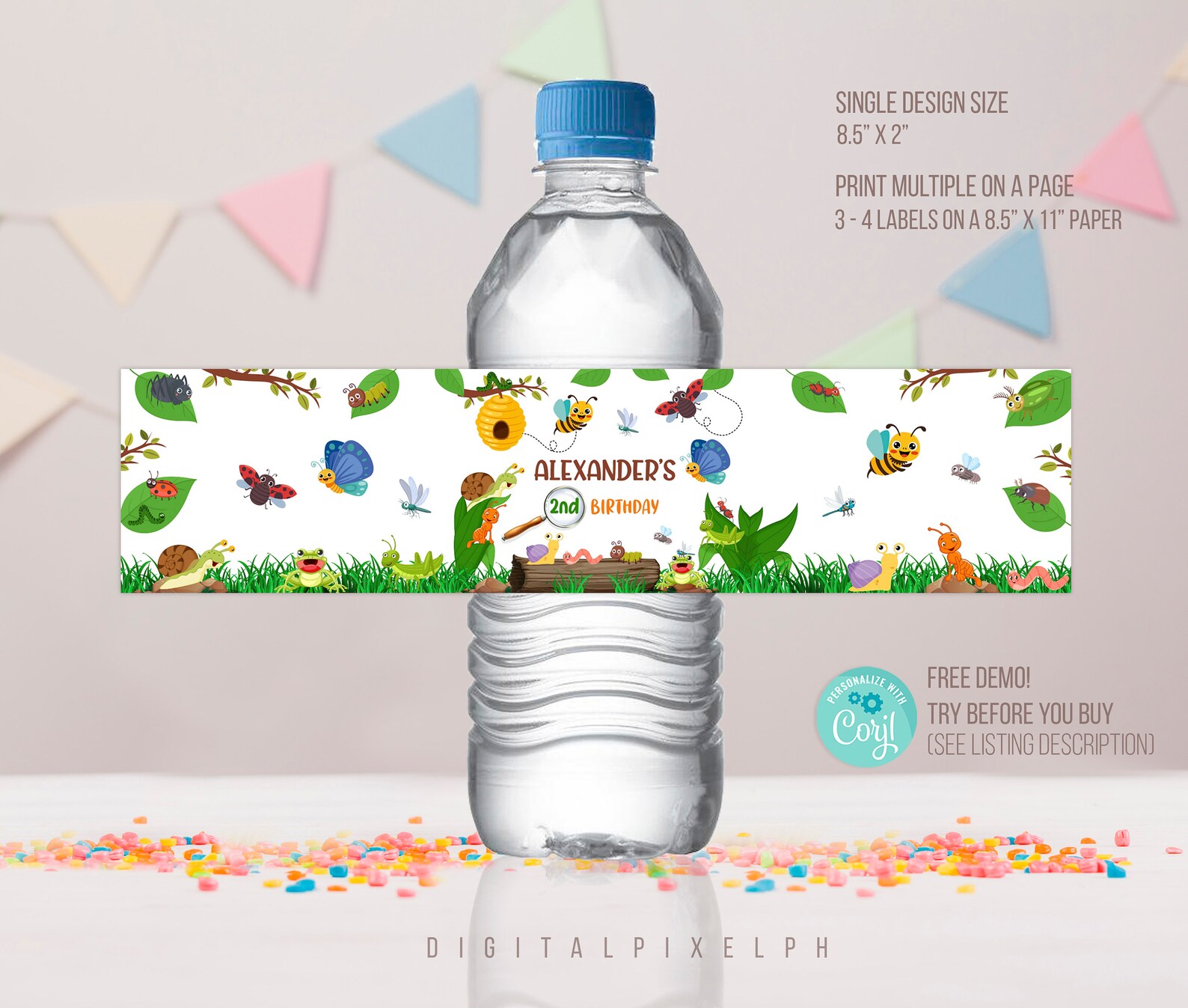 Editable Insect Water Bottle Label, Insect Label, Insects Water Bottle ...