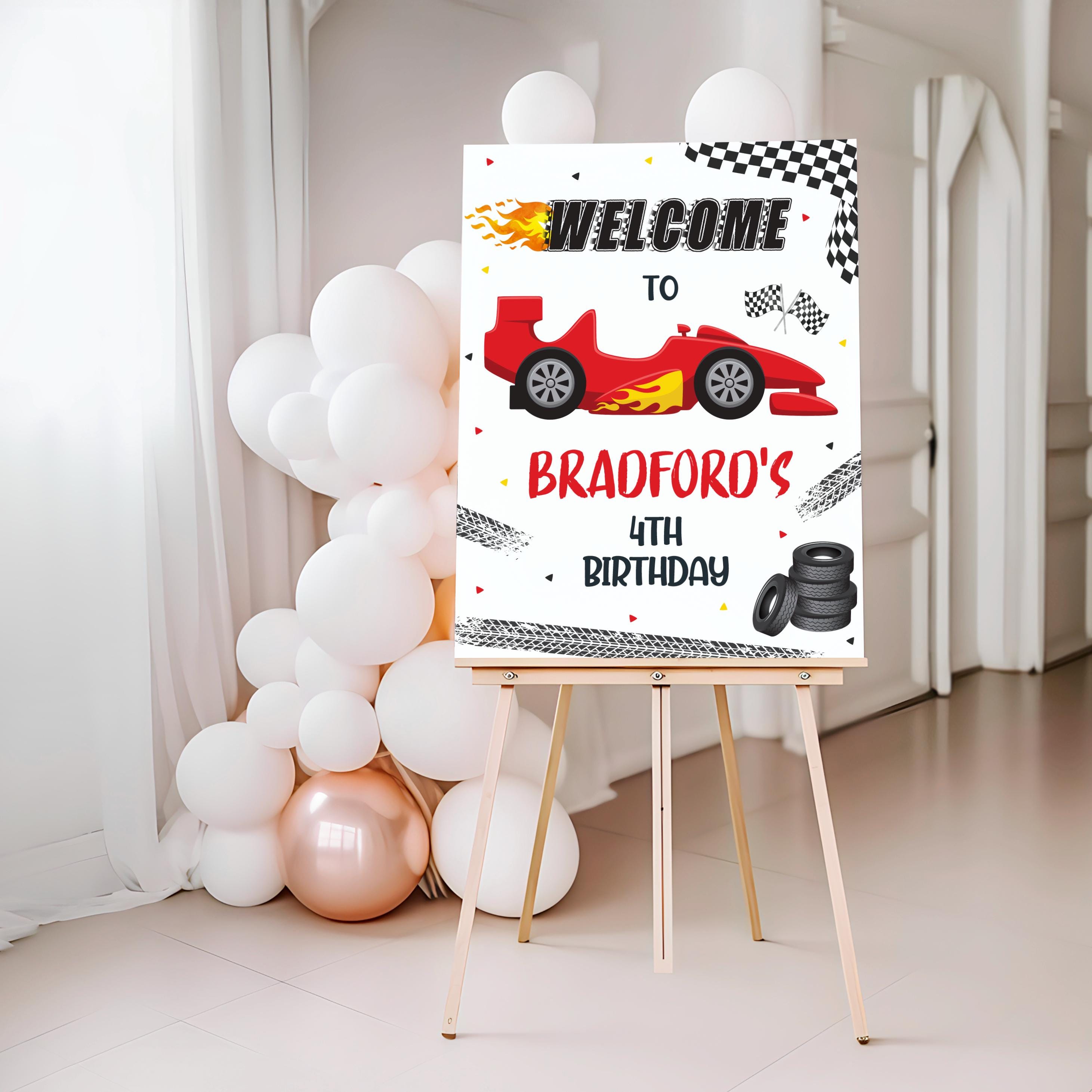 Editable Race Car Birthday Welcome Sign Template, Custom Sign (digital ...
