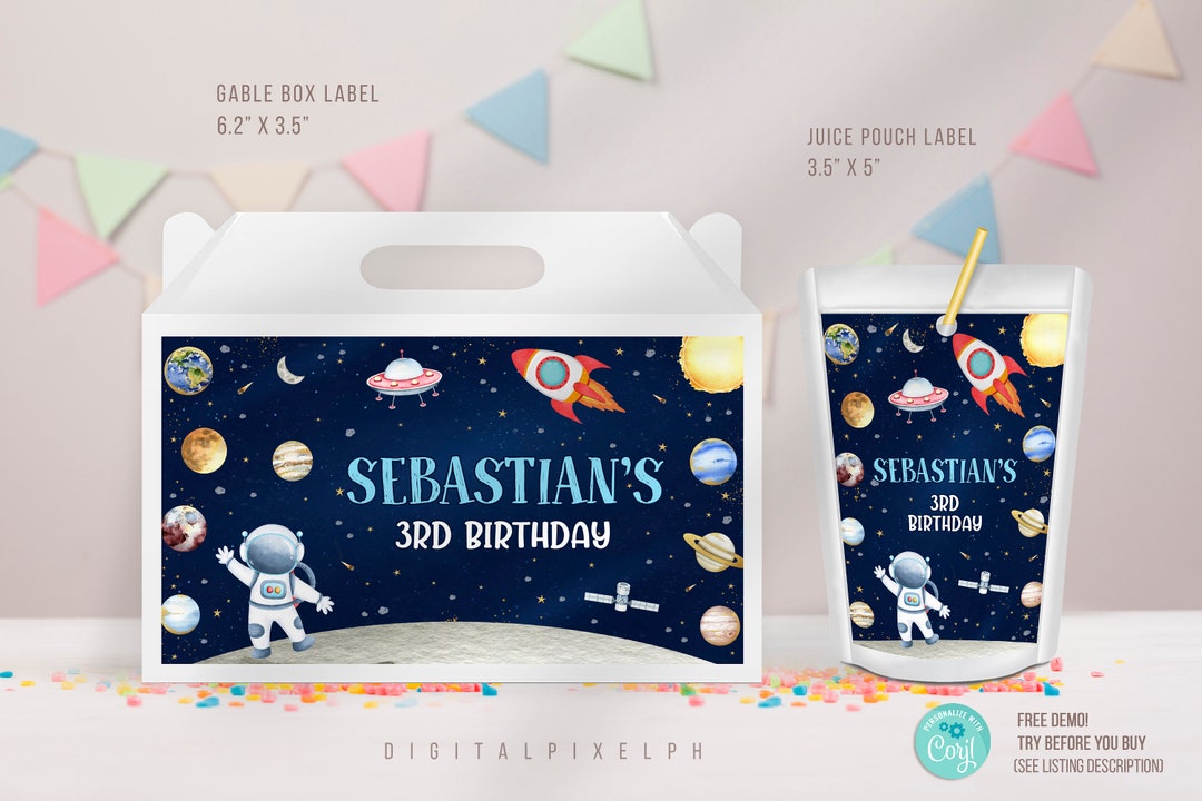 Editable Outer Space Capri Sun Labels, Outer Space Juice Labels, Outer ...