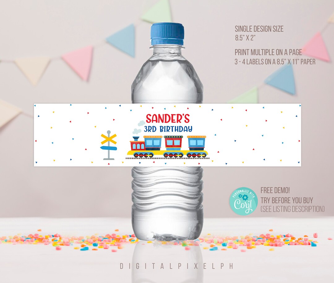 Editable Train Water Bottle Label, Train Label, Train Water Bottle ...