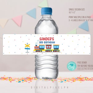Editable Train Water Bottle Label, Train Label, Train Water Bottle ...