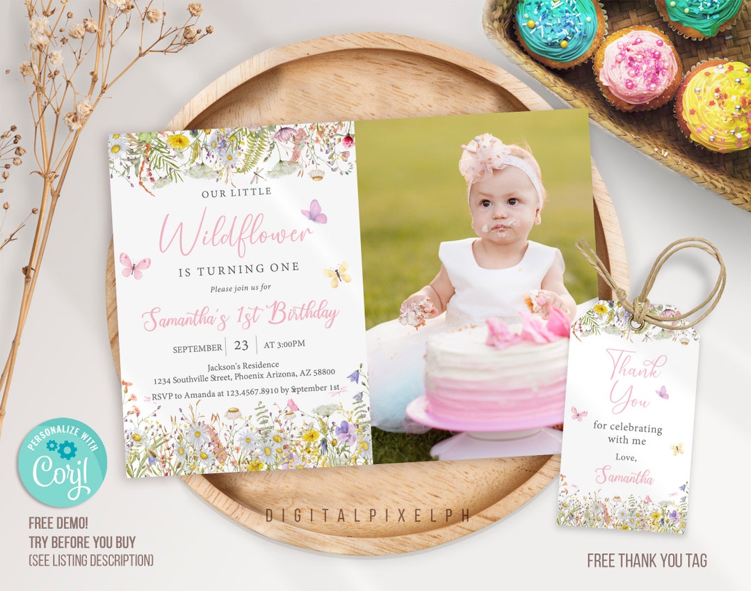 EDITABLE Wildflower Birthday Invitation Template, Wildflower Birthday ...
