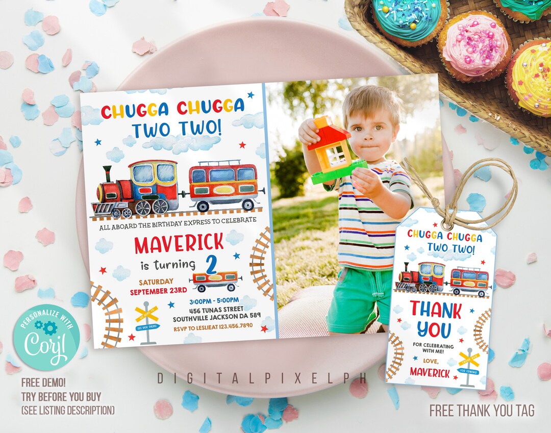 Editable Train Birthday Invitation Template, Toy Train Invitation ...