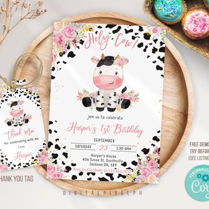 Editable Holy Cow Birthday Invitation Bundle Template, Holy Cow Welcome ...