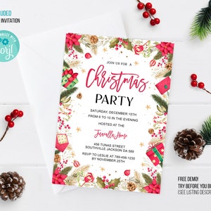Editable Christmas Party Invitation Christmas Party Invite - Etsy