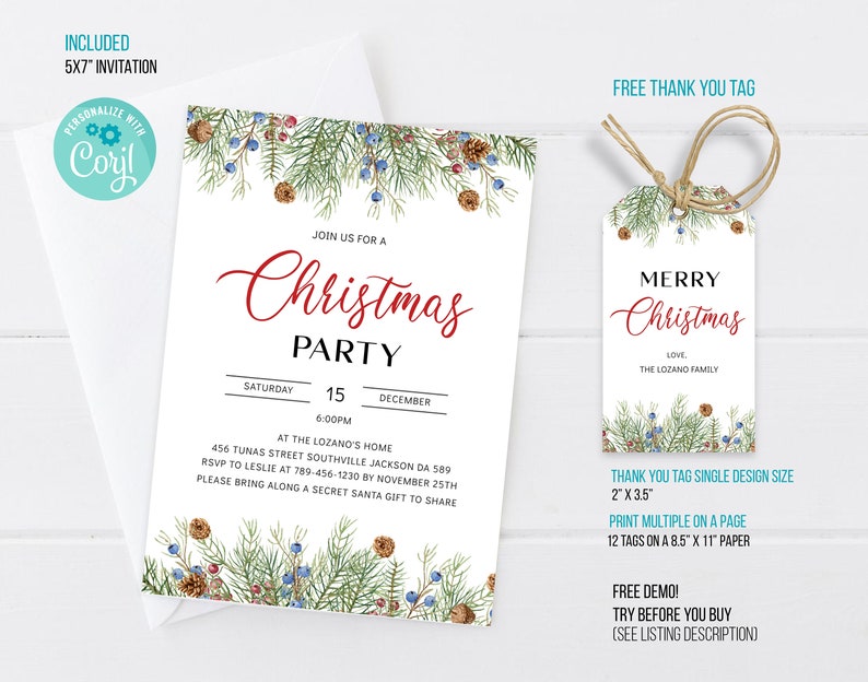 Editable Christmas Party Invitation Christmas Party Invite - Etsy