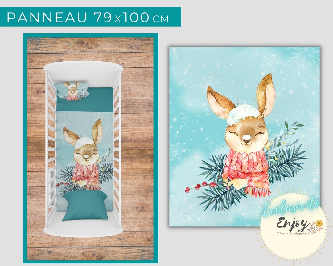 OEKO TEX Snow Forest Animals Fabric Panel for Baby Child Blanket ...