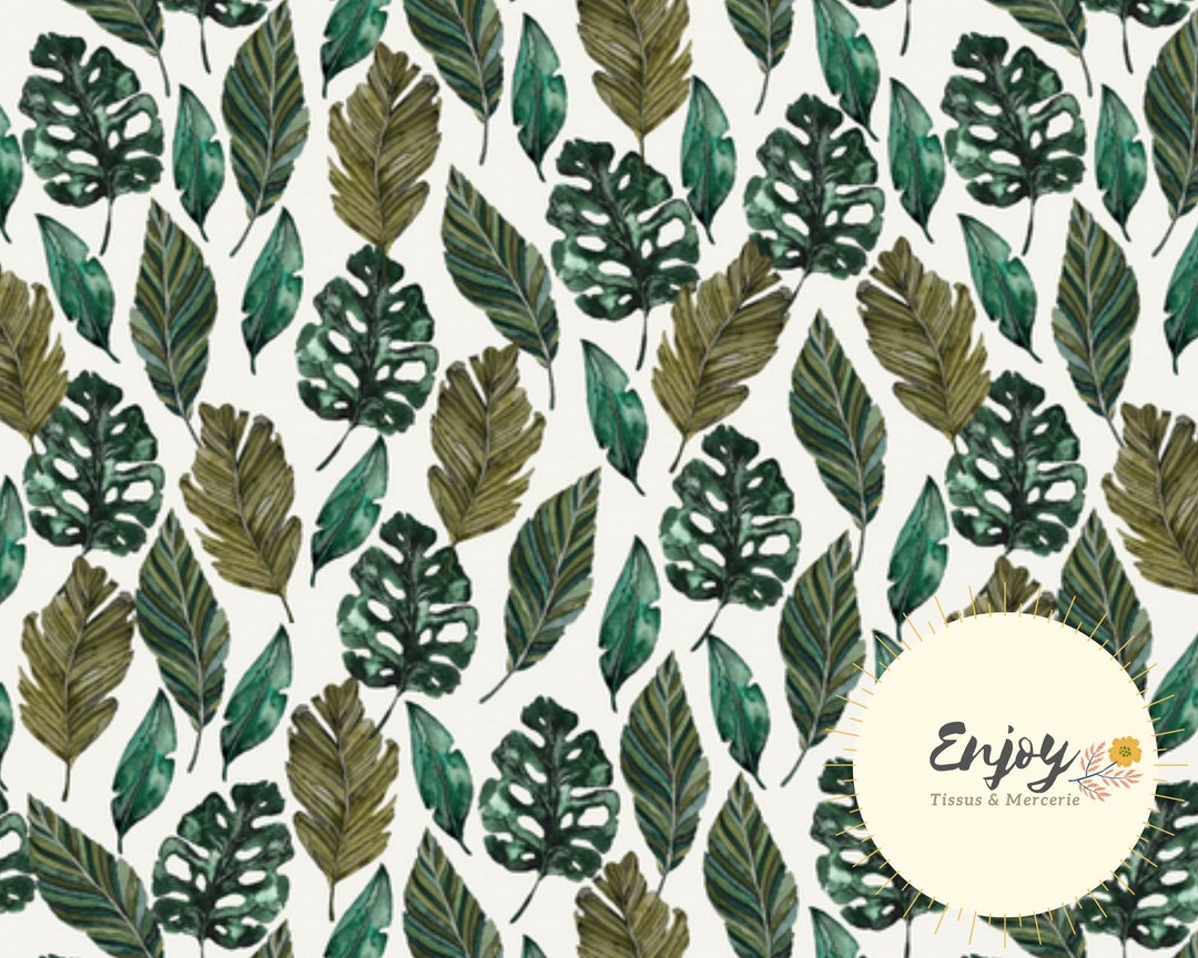 Foliage Savanna Jungle Fabric by the Meter, Tropical Monstera Leaves ...