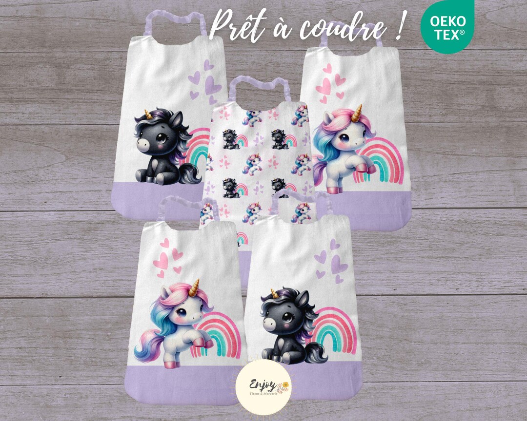 Set of 5 Nursery School Bibs to Sew | Large Elasticated Bibs in Oeko ...