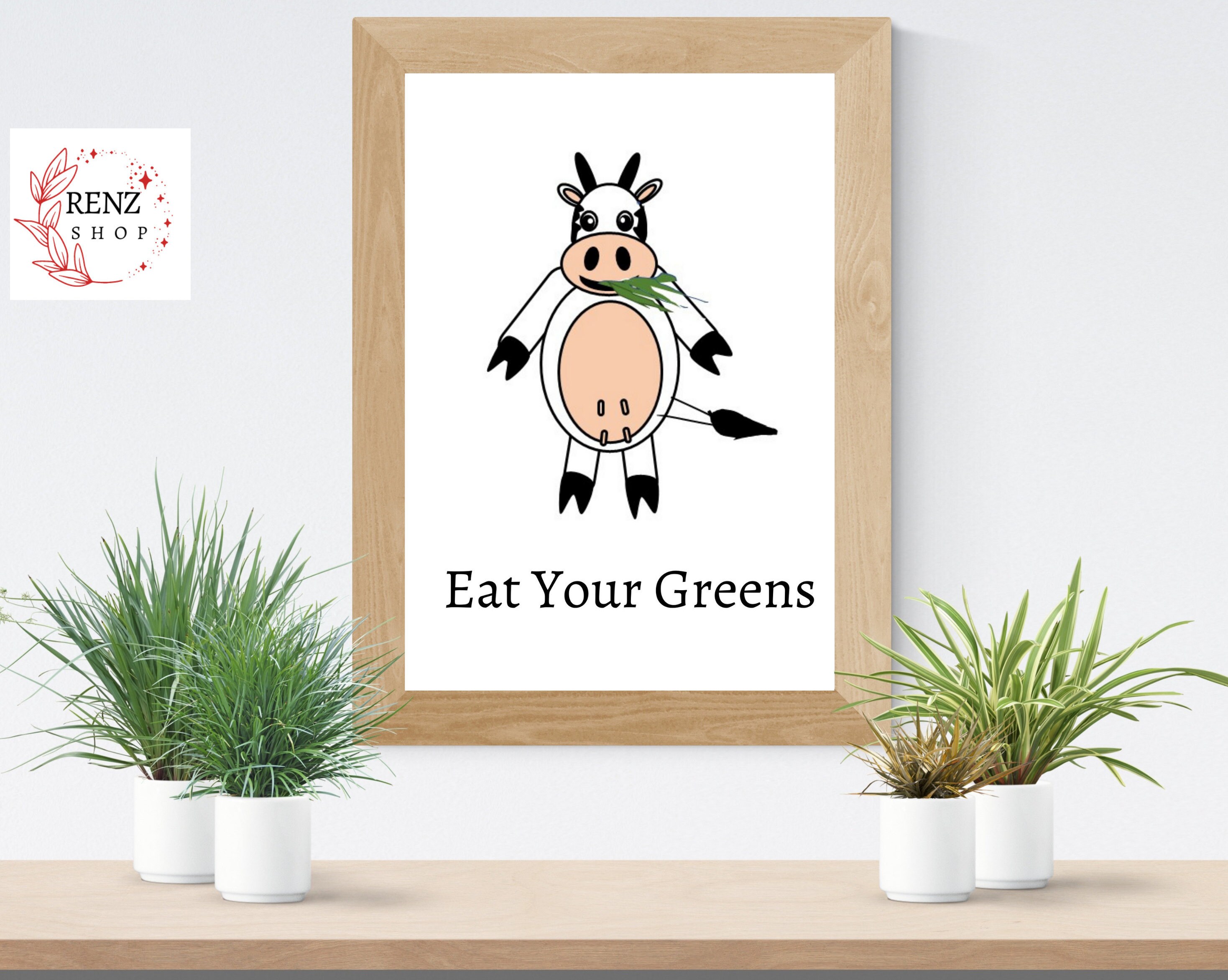 Eat Your Greens Poster Wall Art Printable Cow print | Etsy Eat Your Greens Poster Wall Art Printable Cow print | Etsy