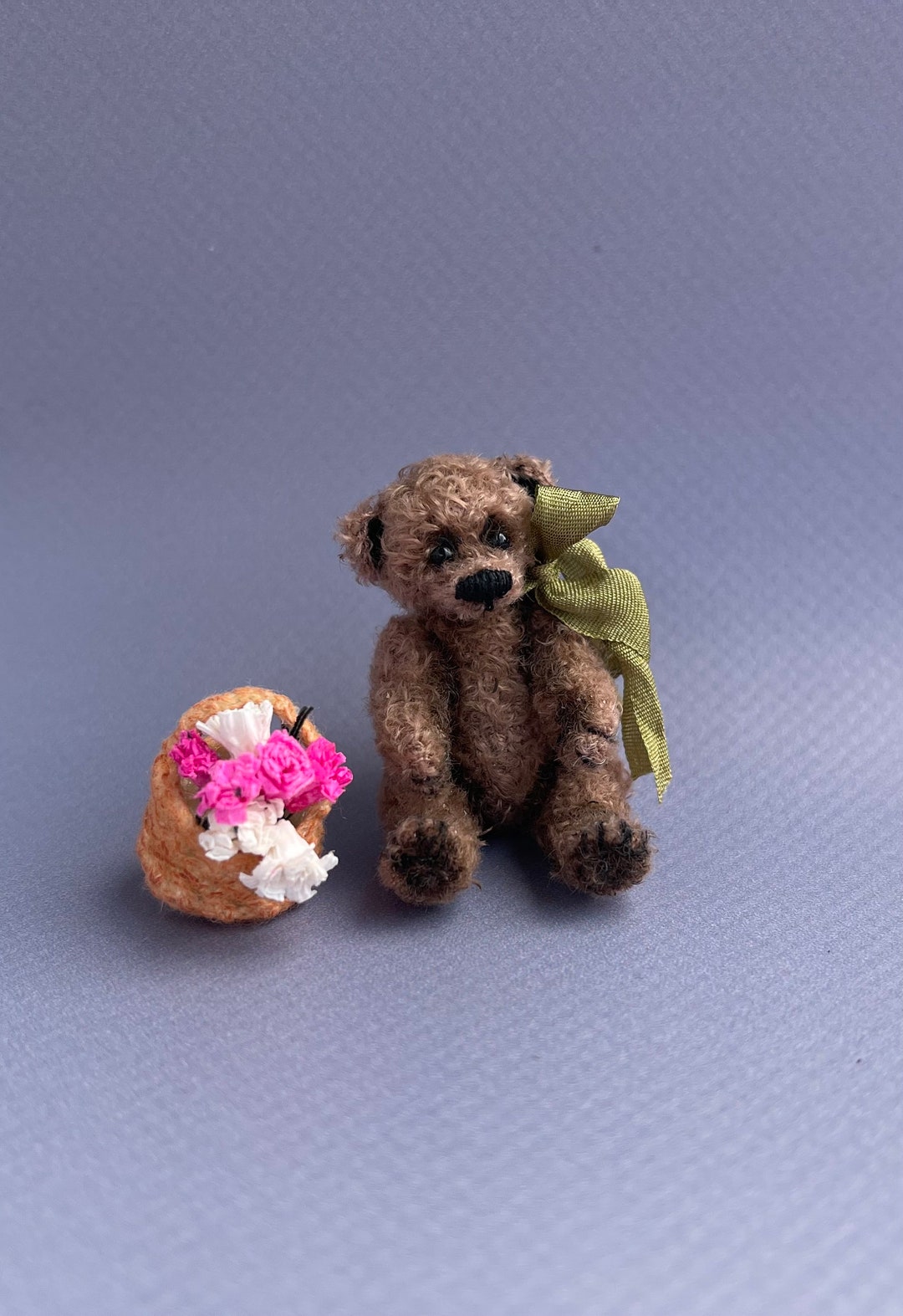 Miniature Bear Crochet Brown Teddy Bear Ooak Bear Blythe Doll Pet ...