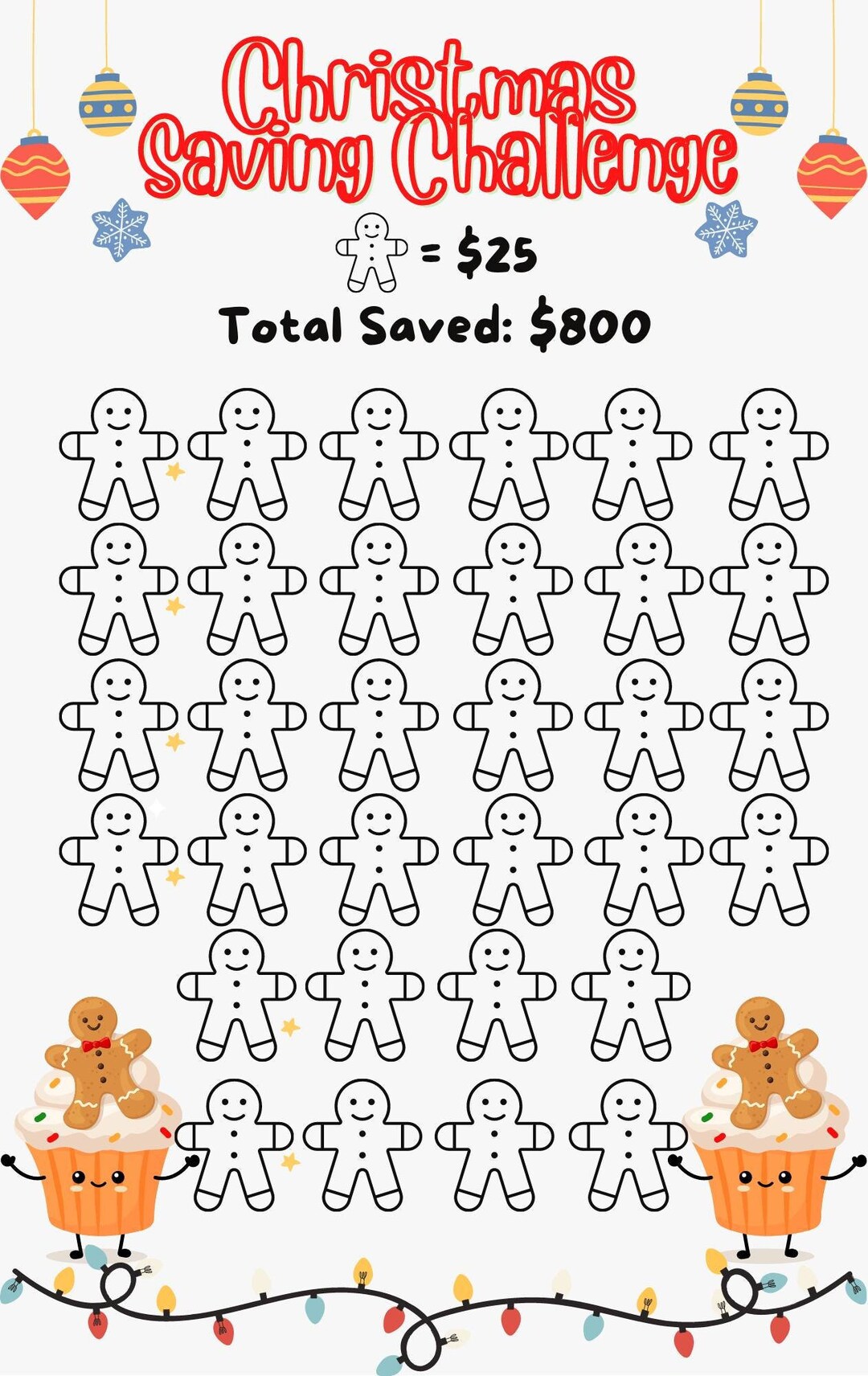 Christmas Saving A6 & A5 Size INSTANT DOWNLOAD Saving Challenge Sinking ...