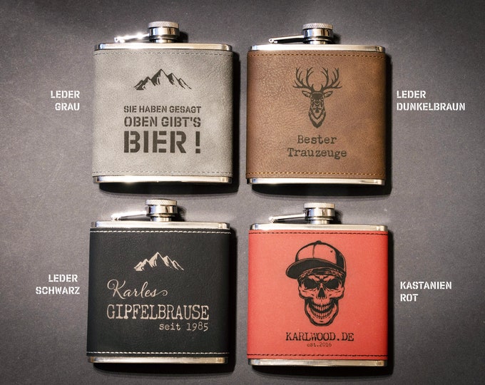 Flachmann personalisiert, Flachmann mit Gravur, Flachmann Holz, Kork ...