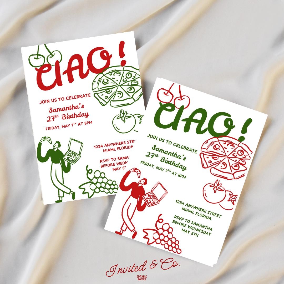 Ciao Italian Dinner Party Invitation – Customizable Birthday Template ...