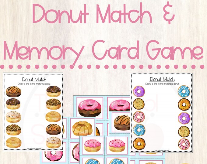 Donut Match Memory Game Busy Book Activities Preschool Printable - Etsy