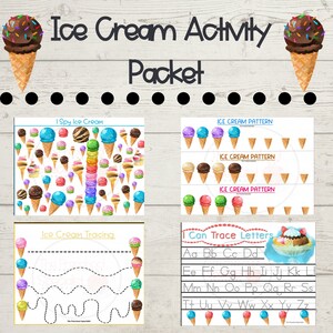 Printable Ice Cream Preschool Packet| Busy Book | Tracing & I Spy Game ...