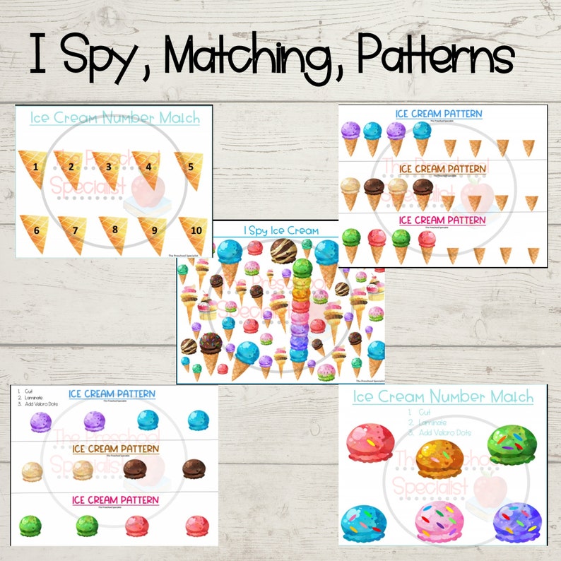 Printable Ice Cream Preschool Packet| Busy Book | Tracing & I Spy Game ...