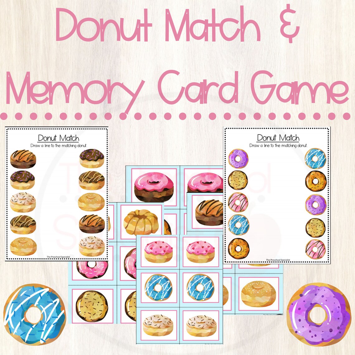 Donut Match Memory Game Busy Book Activities Preschool Printable - Etsy