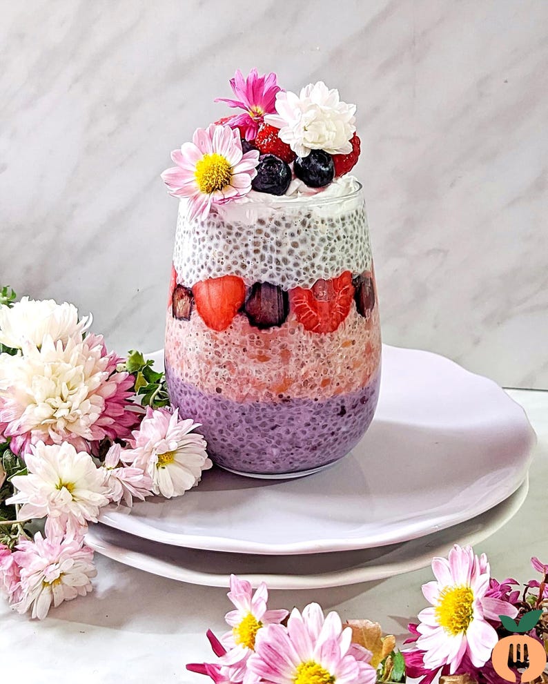 Colorful Chia Pudding Recipe PDF (cups + Grams) | Printable | Berry ...